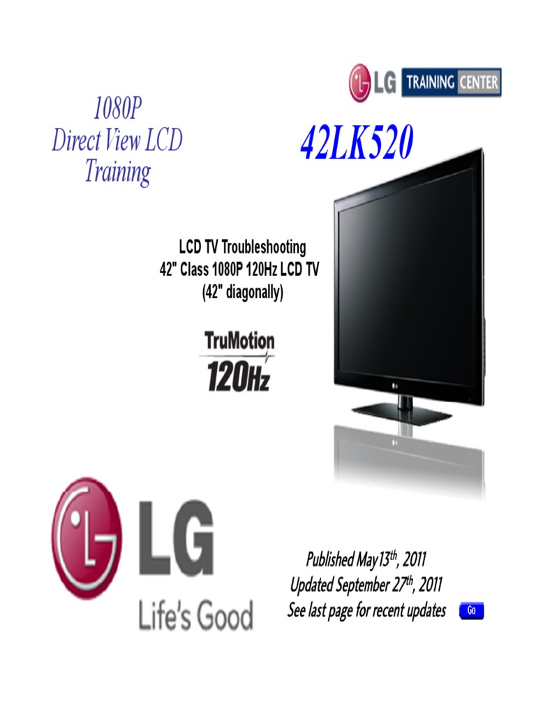 9619 LG 42LK520 42LK520-UA Chassis LA01U Televisor LCD Manual de ...