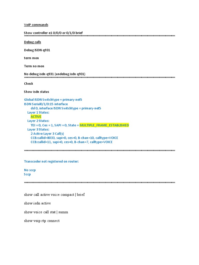VoIP Command Reference Guide | PDF