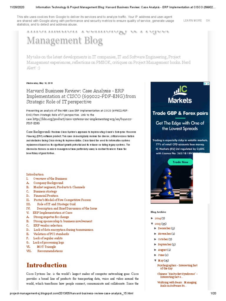 Ciso ERP Implementation at CISCO (699022-PDF-ENG) From Strategic Role ...