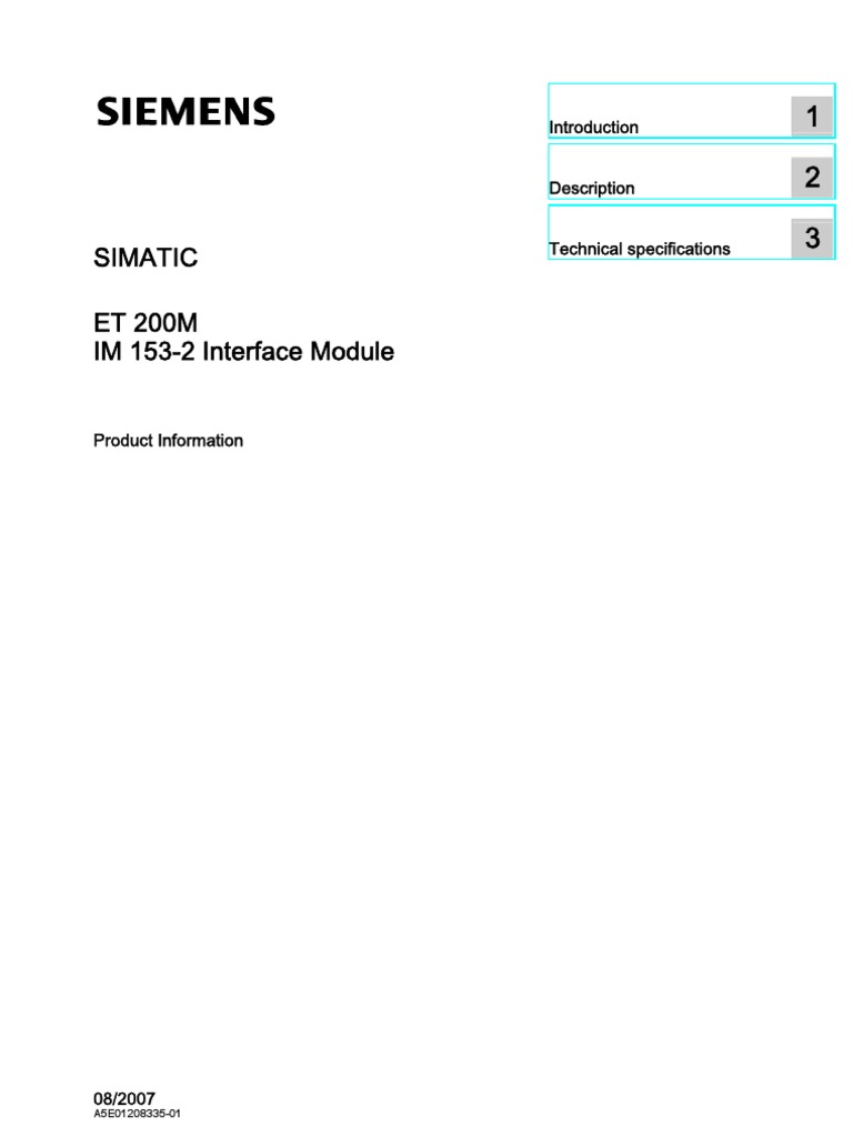 Et200m Im 153 2 Product Info en en-US | PDF | Input/Output | Interface (Computing)