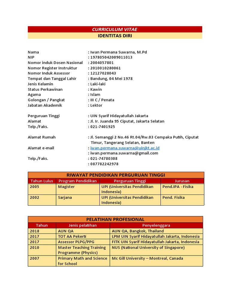 CURRICULUM VITAE-Iwan Permana | PDF