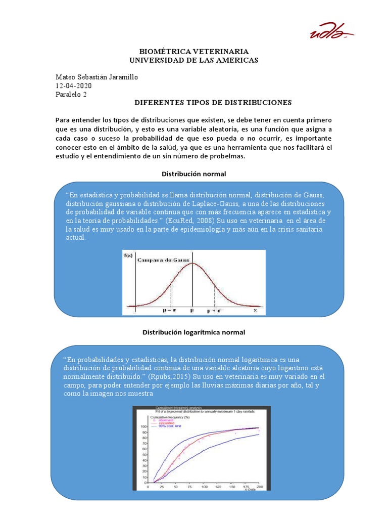 Tipos de Distribuciones en Veterinaria | PDF | Distribución de ...