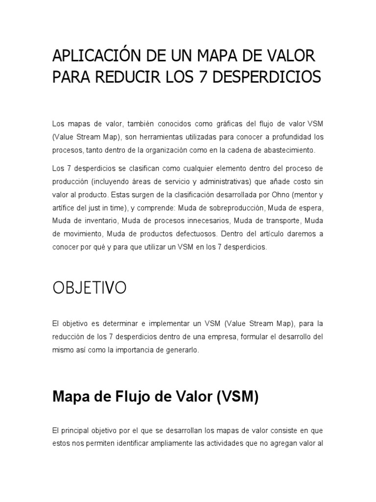 Mapa de Valor para Reducir Desperdicios | PDF | Empresas | Economias