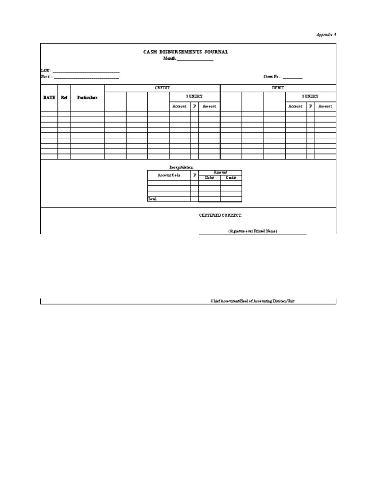 Cash Disbursements Journal Template | PDF