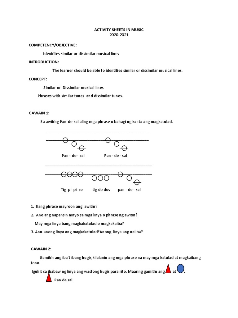 Music Activity Sheets4 1 | PDF