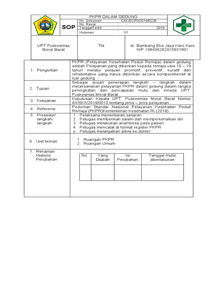Sop PKPR Dalam Gedung | PDF