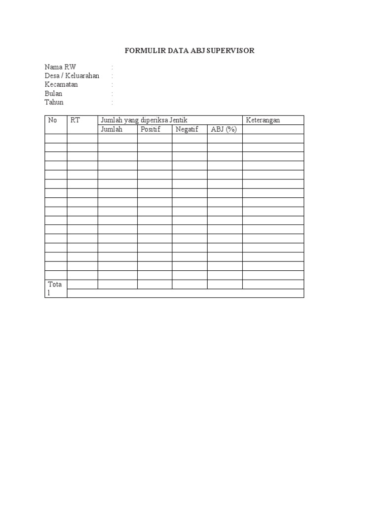 Formulir Data Abj Supervisor | PDF