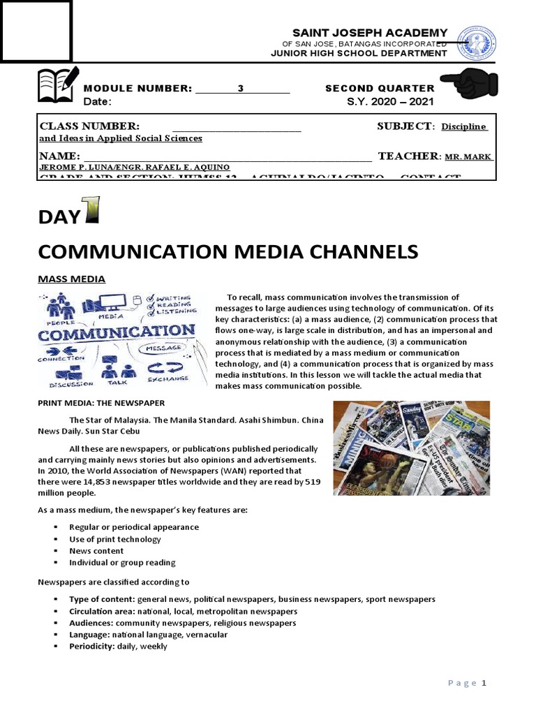 DAY Communication Media Channels | PDF | New Media | Mass Media