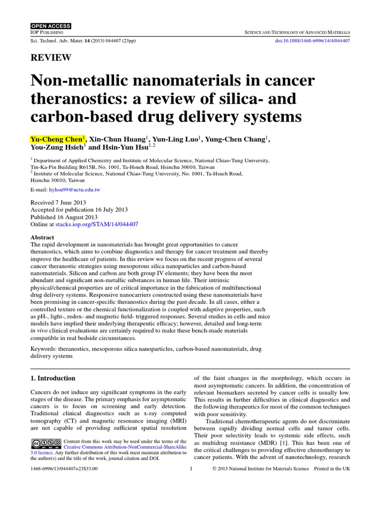 Non Metallic Nanomaterials | PDF | Glutathione | Nanoparticle