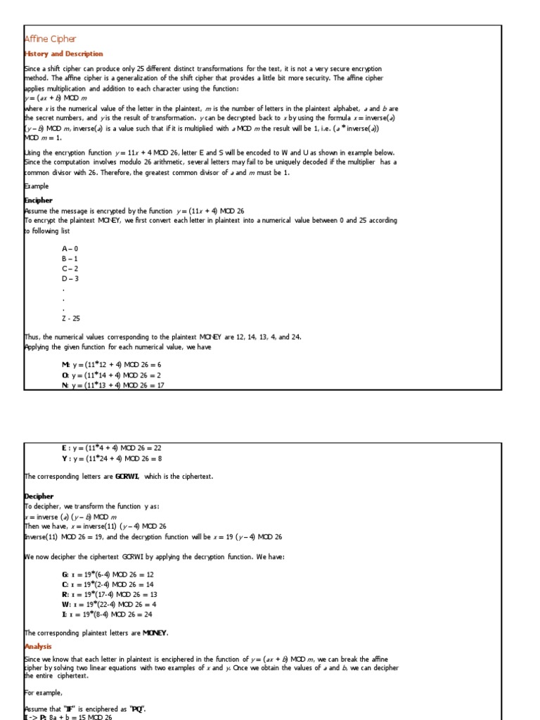 An Introduction to the Affine Cipher: A Generalized Shift Cipher ...