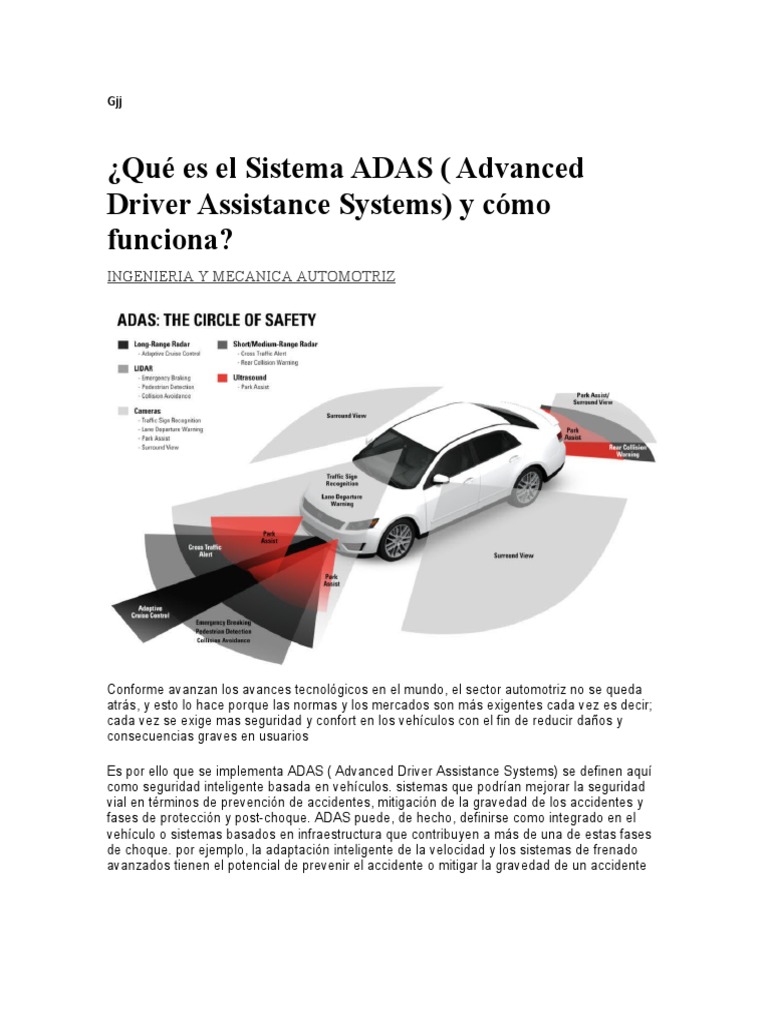 Qué Es El Sistema ADAS | PDF | Sistema de freno antibloqueo | Coche