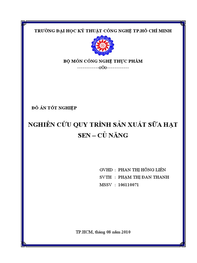 (123doc) - Nghien-Cuu-Quy-Trinh-San-Xuat-Sua-Hat-Sen-Cu-Nang | PDF