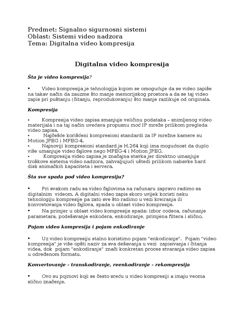Video Kompresija | PDF