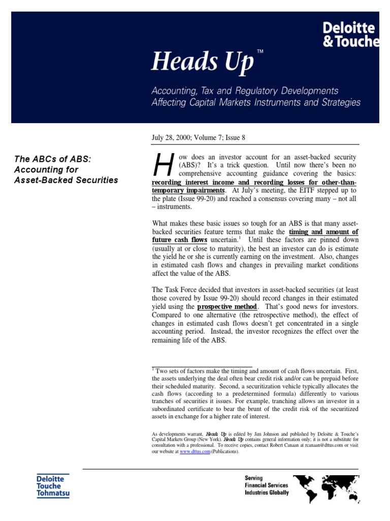 The Abcs of Abs: Accounting For Asset-Backed Securities | PDF | Asset ...