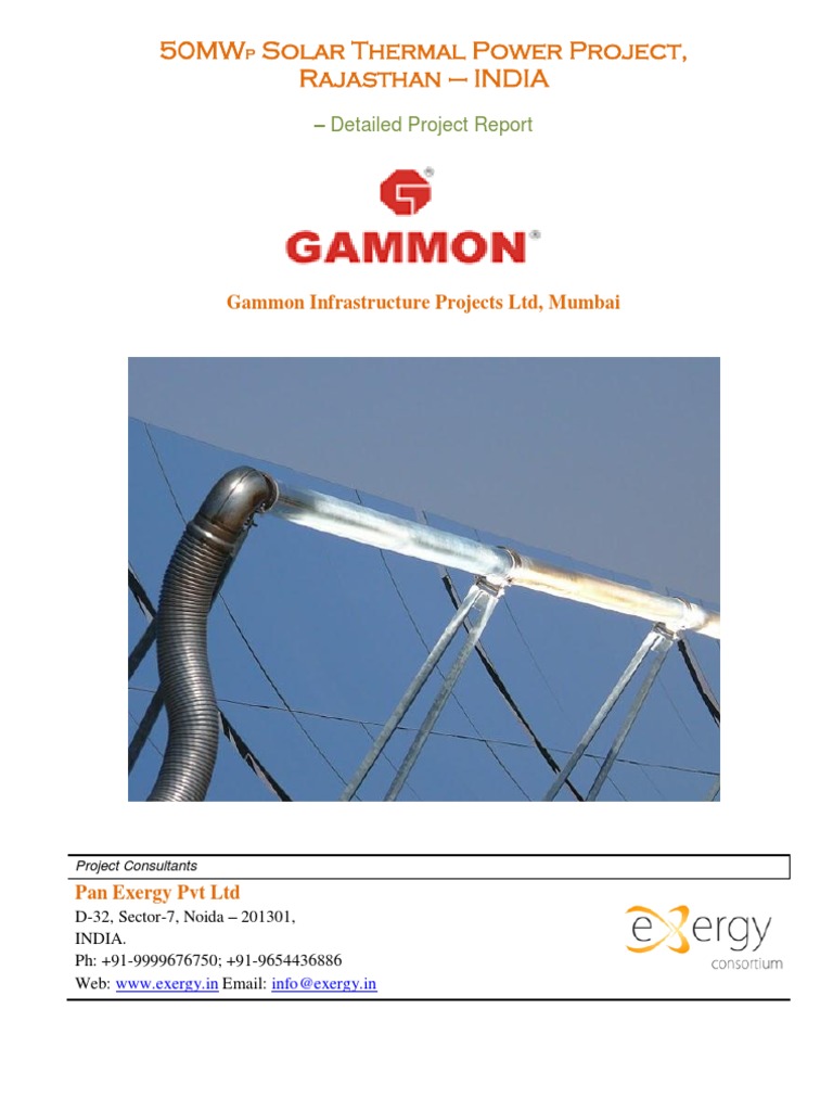 50MW Solar Thermal DPR | PDF | Solar Power | Public–Private Partnership
