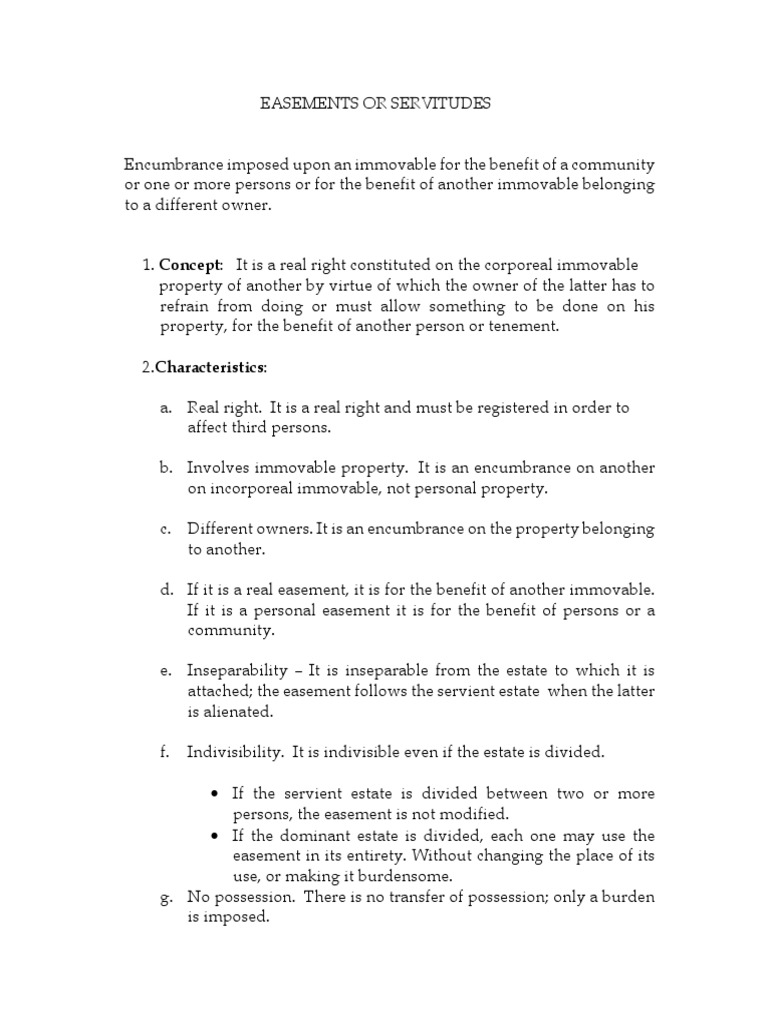 Easements or Servitudes | PDF | Easement | Property
