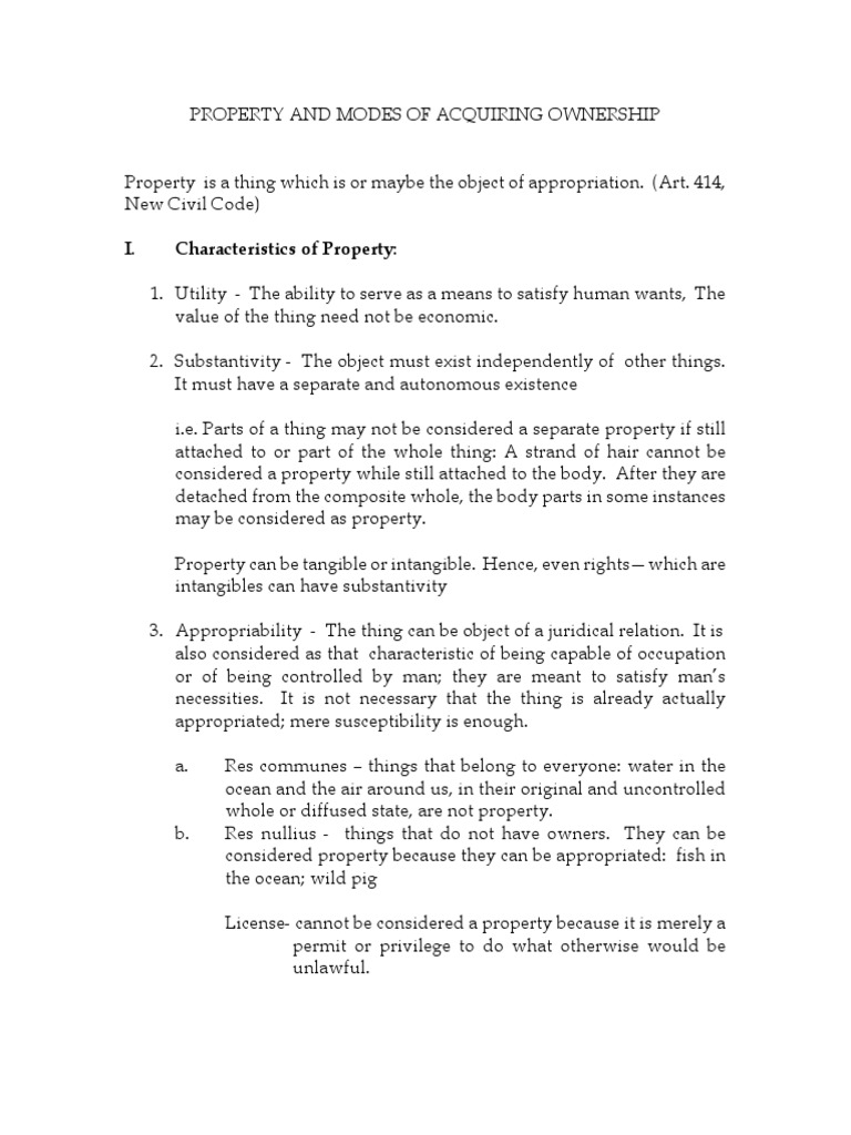 Property and Modes of Acquiring Ownership | PDF | Concurrent Estate ...