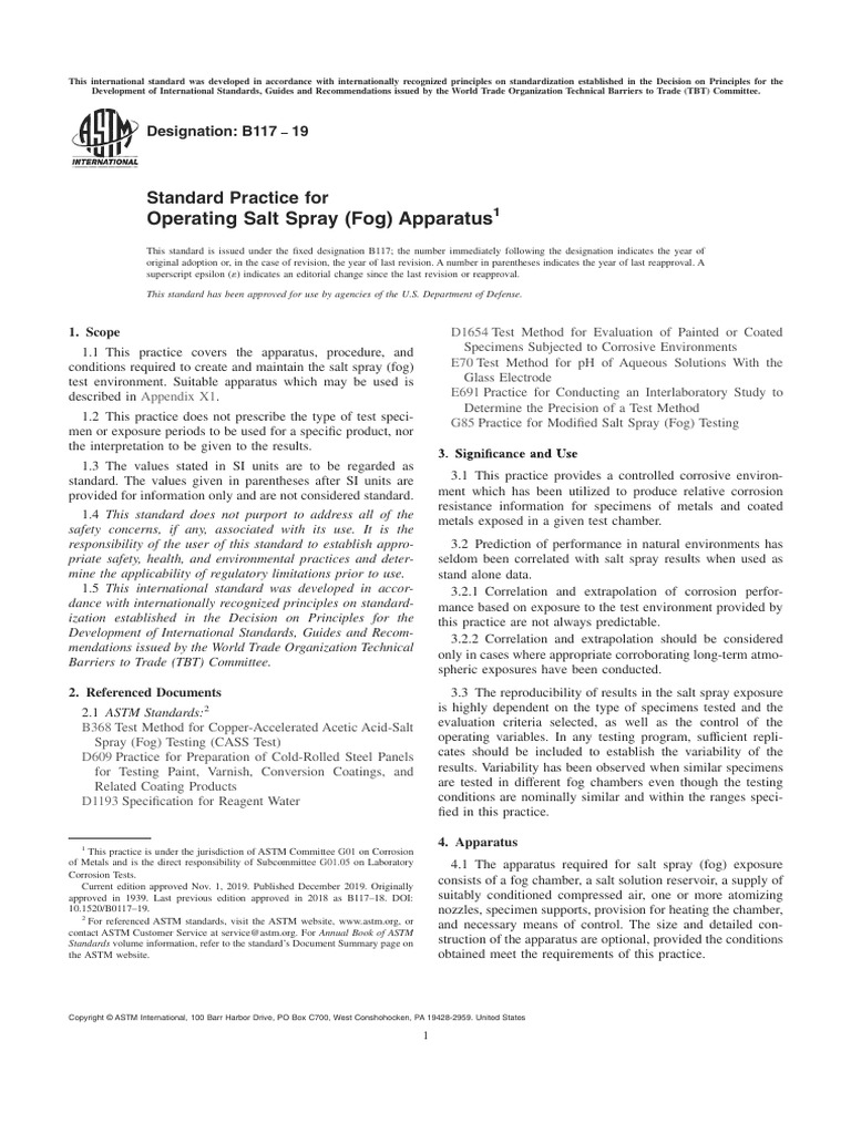 Astm B117-2019 | PDF