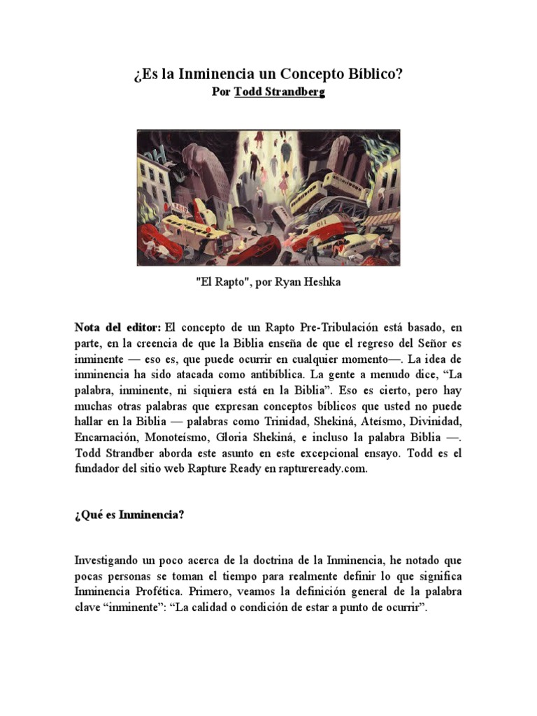 ¿Es La Inminencia Un Concepto Bíblico | PDF | Cristo (título) | Biblia