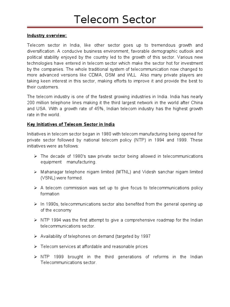 Overview of India's Telecom Sector | PDF