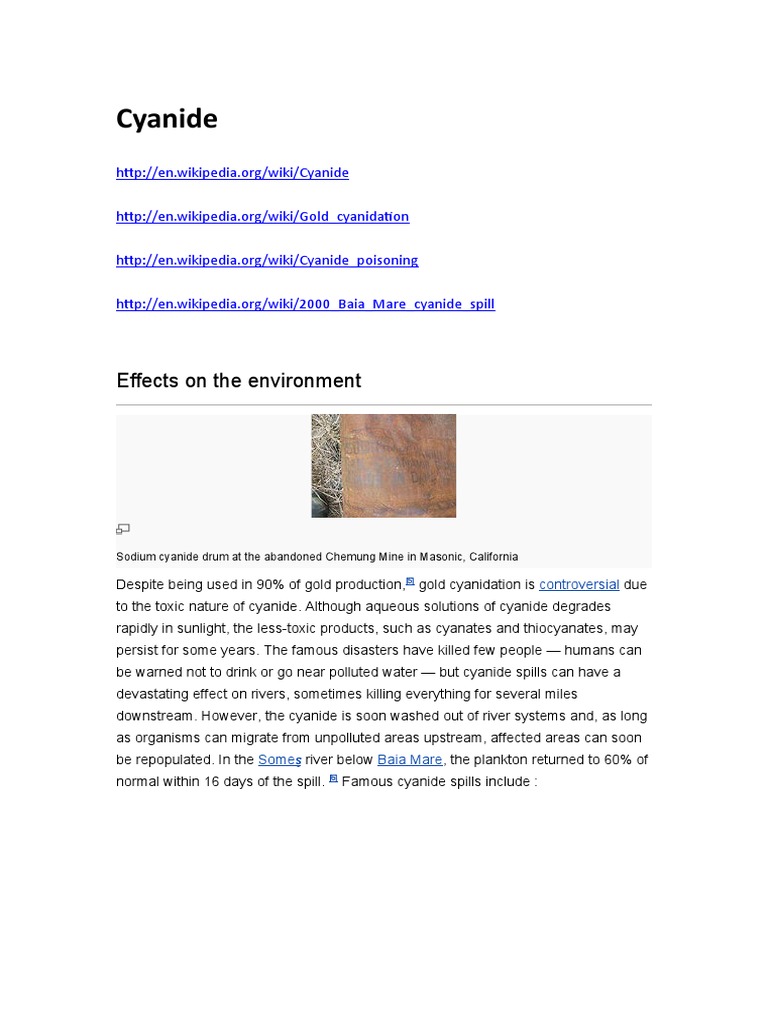 Cyanide: Effects On The Environment | PDF | Environmental Science ...