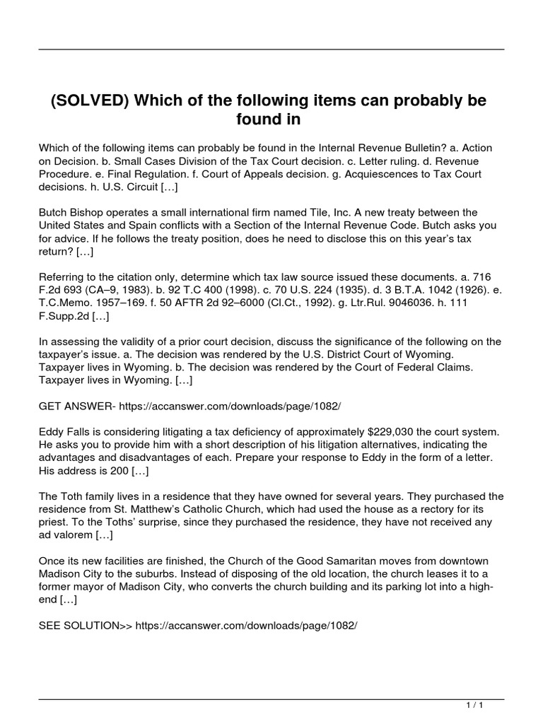 Solved Which of The Following Items Can Probably Be Found in | PDF ...