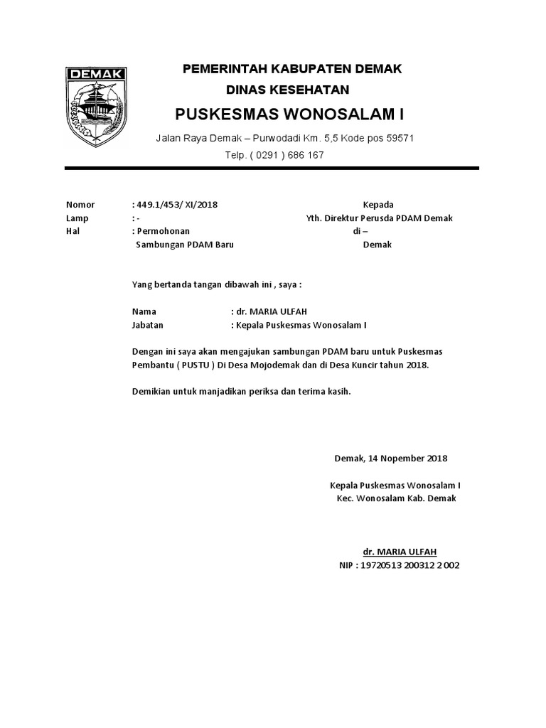 Surat Permohonan Sambungan Baru Pdam Dan PLN | PDF