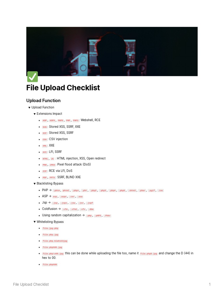 File Upload Checklist - HolyBugx | PDF | Php | Computer File Formats