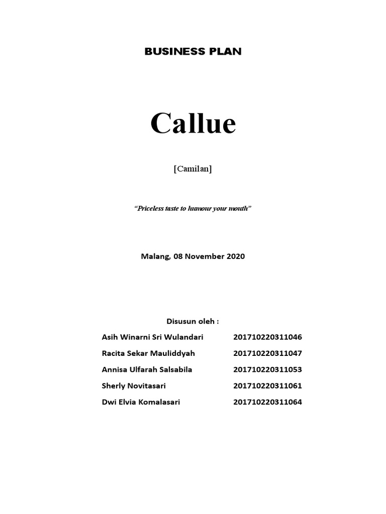 Business Plan Callue | PDF | Gaya Hidup