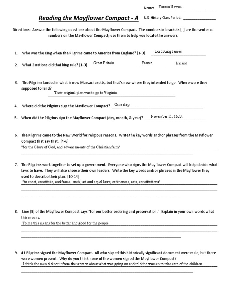 Kami Export - Yaseen Newaz - Mayflower Compact Worksheet and Readings ...