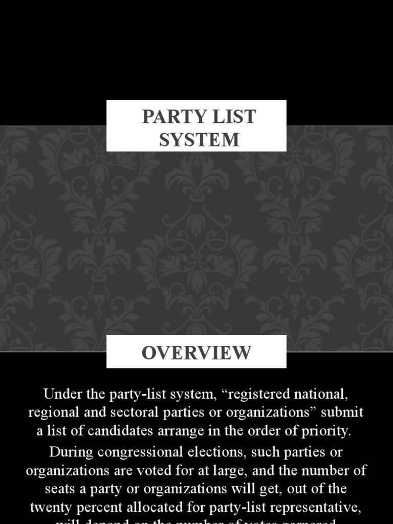 Party List System | PDF | Democracy | Political Ideologies