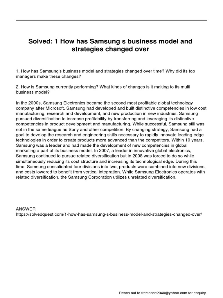 1 How Has Samsung S Business Model and Strategies Changed Over | PDF ...