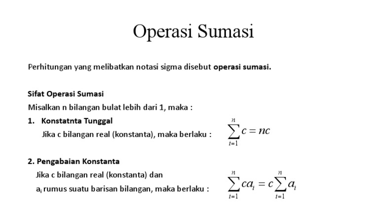 Operasi Notasi Sigma Atau Sumasi | PDF