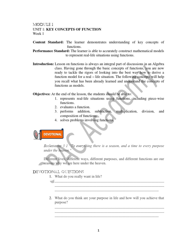 GenMath Module 1, Week 1 | PDF | Function (Mathematics) | Mathematical ...