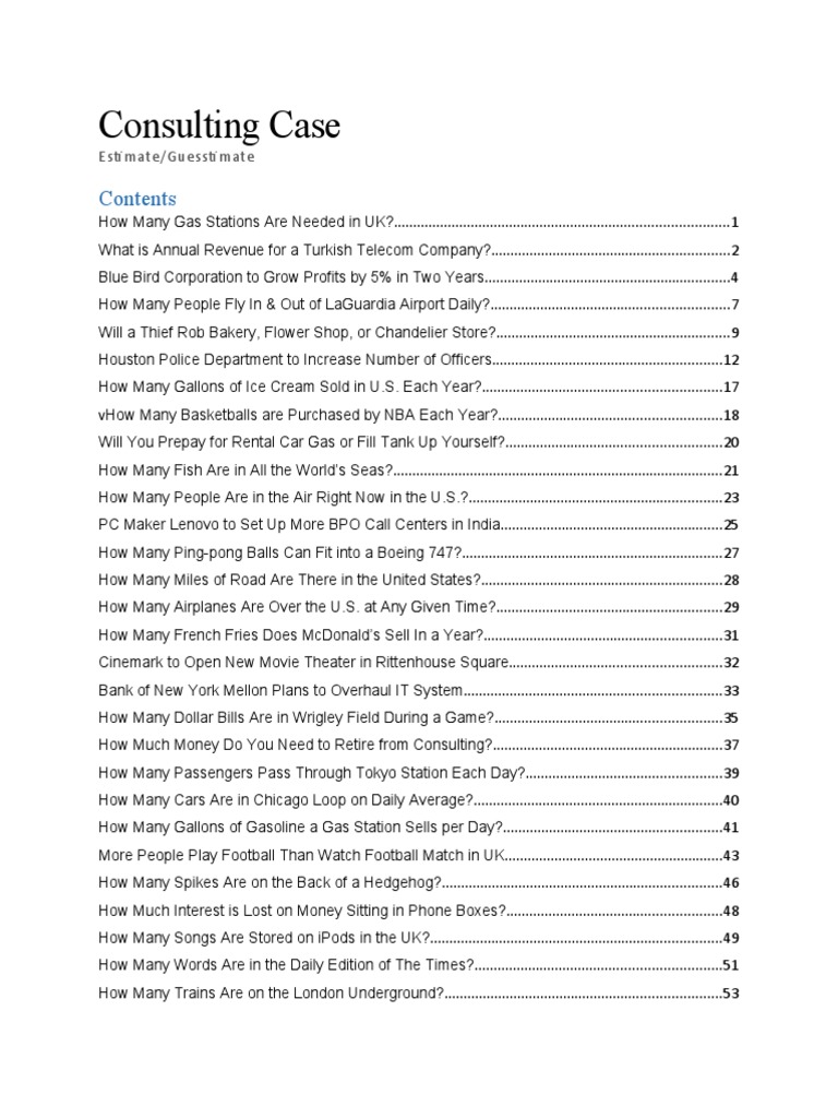 Consulting Case Guesstimate | PDF | Ankara | Filling Station