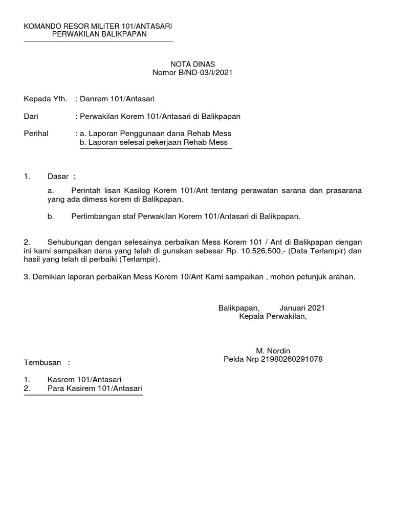 Nodis PERBAIKAN MESS PART 2 | PDF