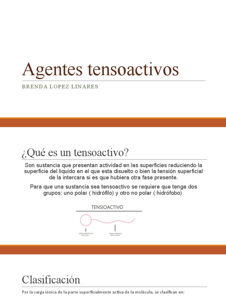 Agentes Tensoactivos: Tipos y Usos | PDF