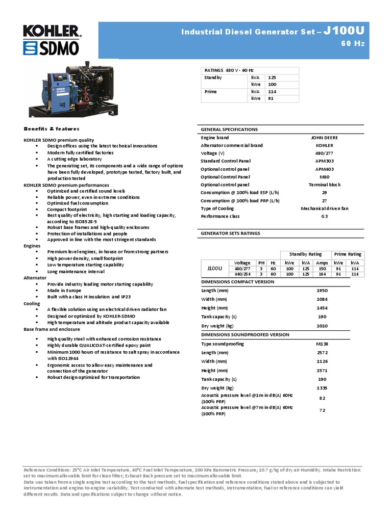 Industrial Diesel Generator Set - 60 HZ: General Specifications KOHLER ...