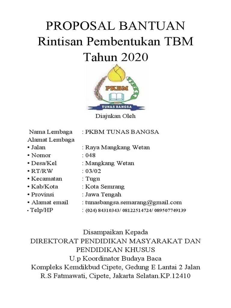 Proposal Bantuan TBM 2020 | PDF