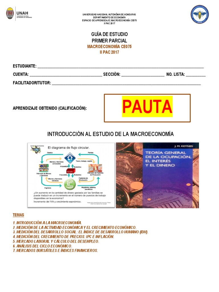 PAUTA - Guía de Estudio Macroeconomía - I Parcial - II PAC 2017AH | PDF | Producto Interno Bruto ...
