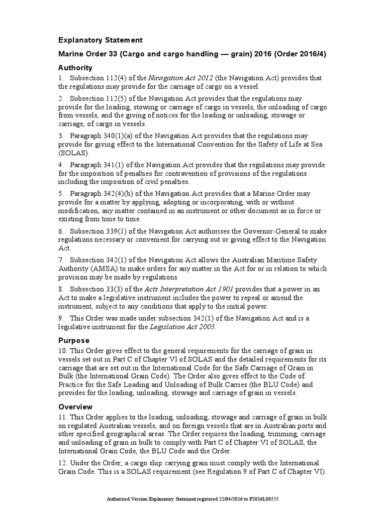 Explanatory Statement | PDF | Cargo | Port