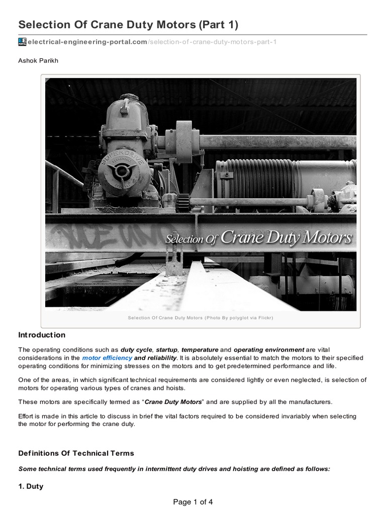 4.4 Selection - of - Crane - Duty - Motors - Part - 1 | Download Free ...