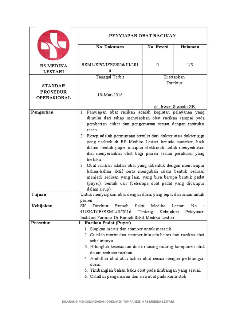 6 Spo Penyiapan Obat Racikan | PDF