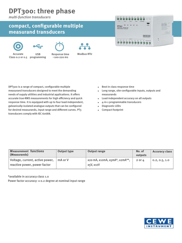 Transducer DPT300 Multi | PDF | Mains Electricity | Ac Power