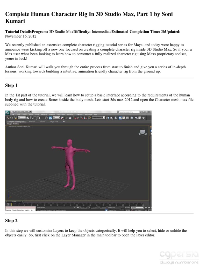 Complete Human Character Rig in 3D Studio Max, Part 1 | PDF | Hand ...