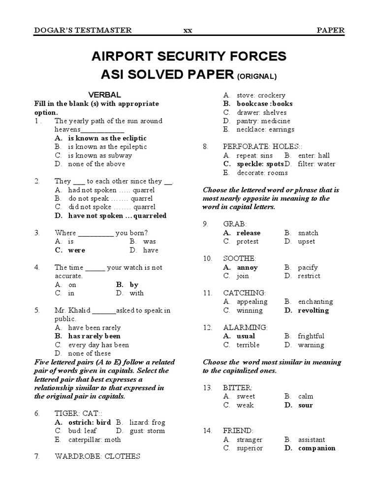 ASI Past Papers Dogar Sons | PDF | Microsoft Word | Microsoft Excel