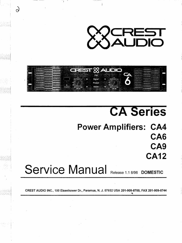 Crest Audio Ca4 Ca6 Ca9 Ca12 Power Amplifiers SM | PDF