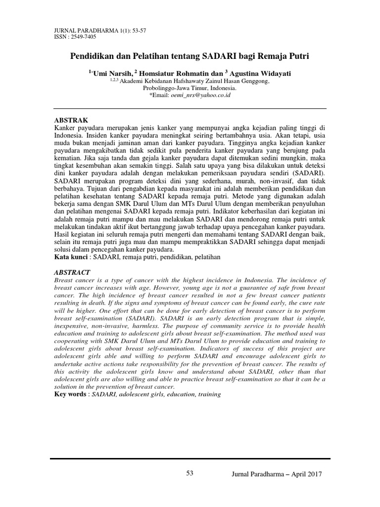 JURNAL 4 Tentang SADARI | PDF