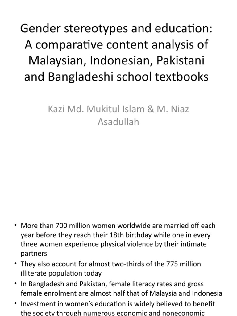 Gender Stereotypes and Education: A Comparative Content Analysis of ...
