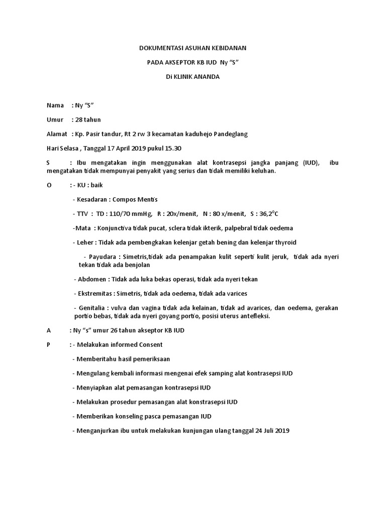 Contoh SOAP KB IUD | PDF